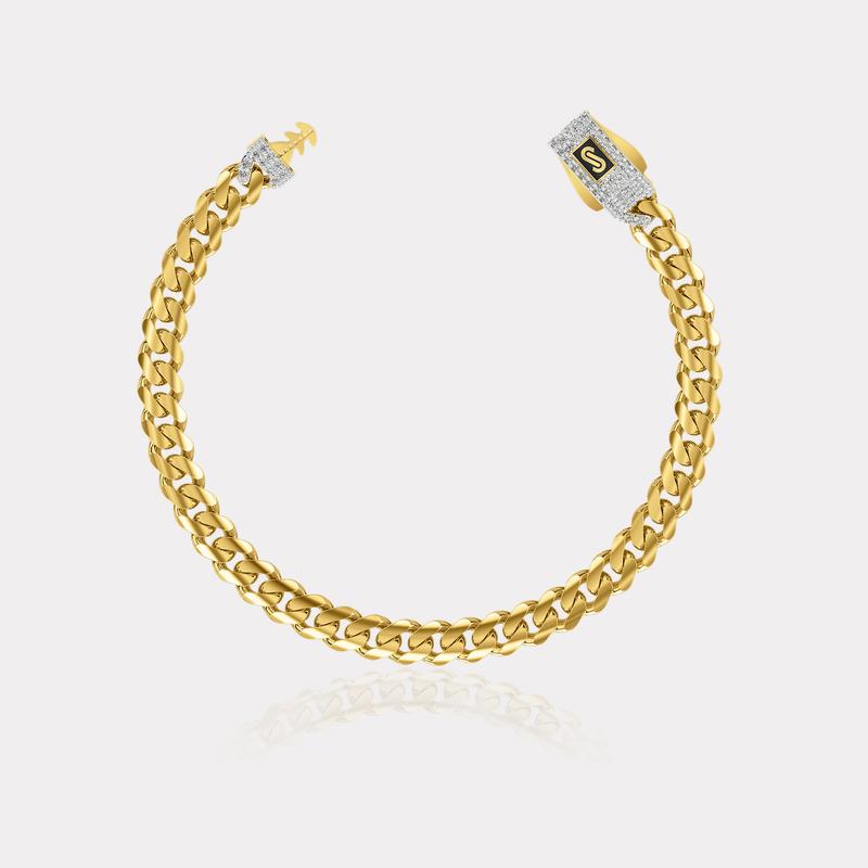 צמיד חוליות בזהב צהוב משובץ אבני סברובסקי JB270 MONACO CHAIN | צמידים